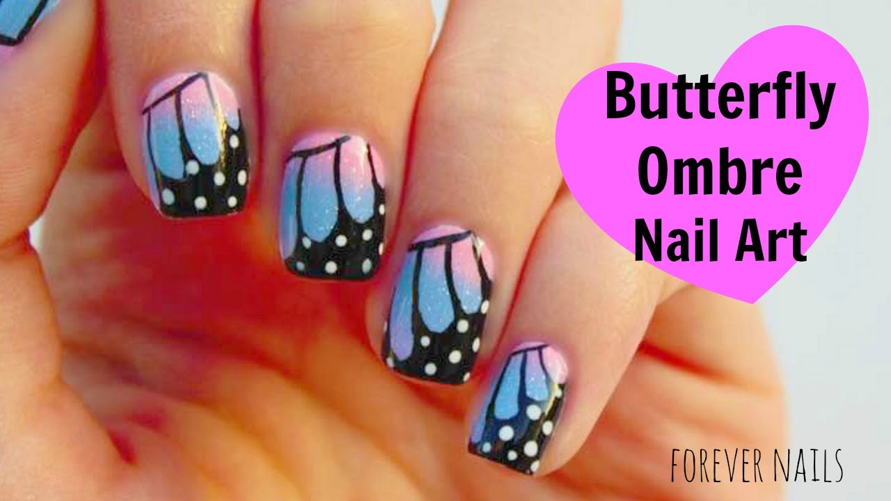 Butterfly Ombre Nail Art - YouTube