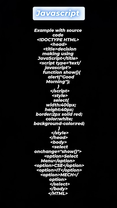 "JavaScript Dropdown Decision Making Explained with Example!" - YouTube