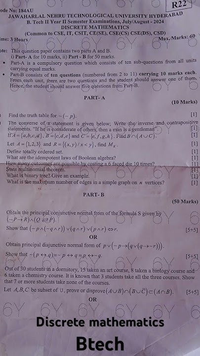 Discrete maths || btech R22 ||#previousyearquestions #discrete ...
