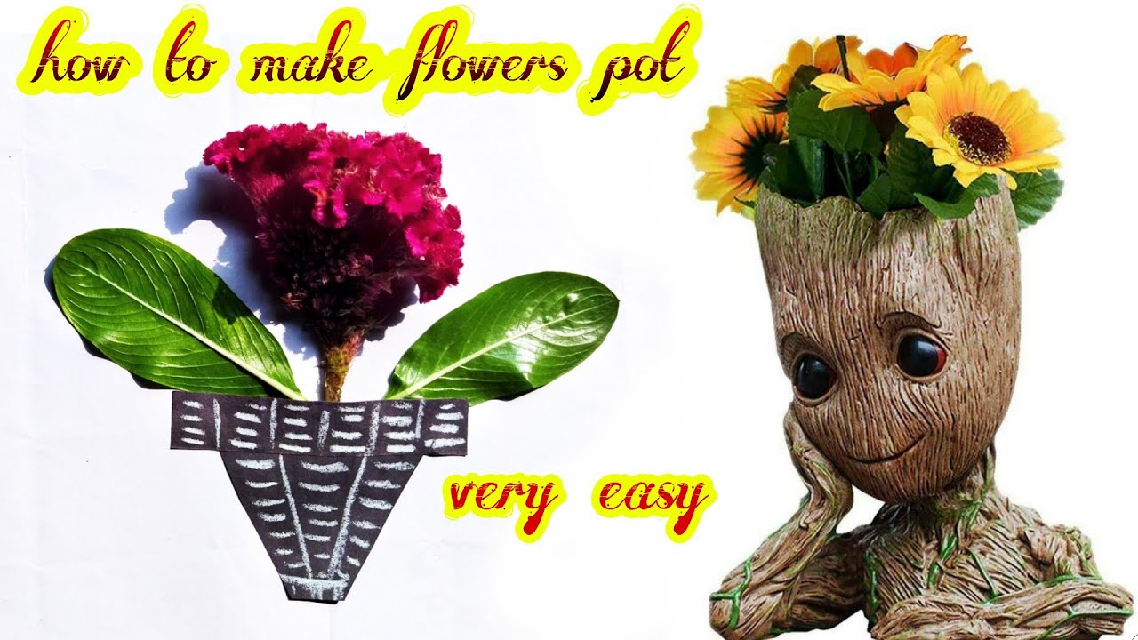 how to make flowers pot very easy | flower pot craft | diy flower - YouTube
