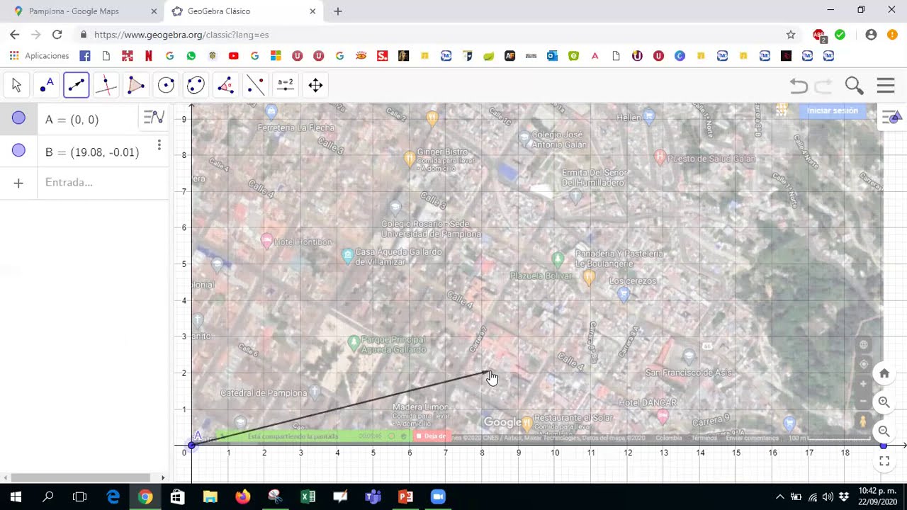 REPRESENTACION DE VECTORES USANDO GEOGEBRA CLÁSICO Y GOOGLE MAPS - YouTube