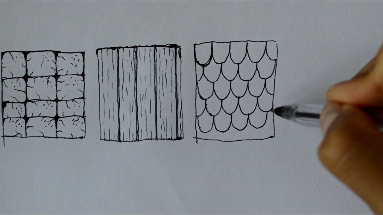 Dibuja paso a paso 3 texturas para croquis arquitectónico. - YouTube