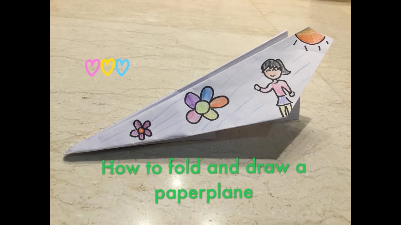 How to fold+draw a paper plane SUPER EASY - YouTube