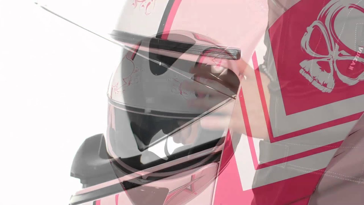 H6650 Hawk Pink Queen Modular Motorcycle Helmet at LeatherUp.com - YouTube