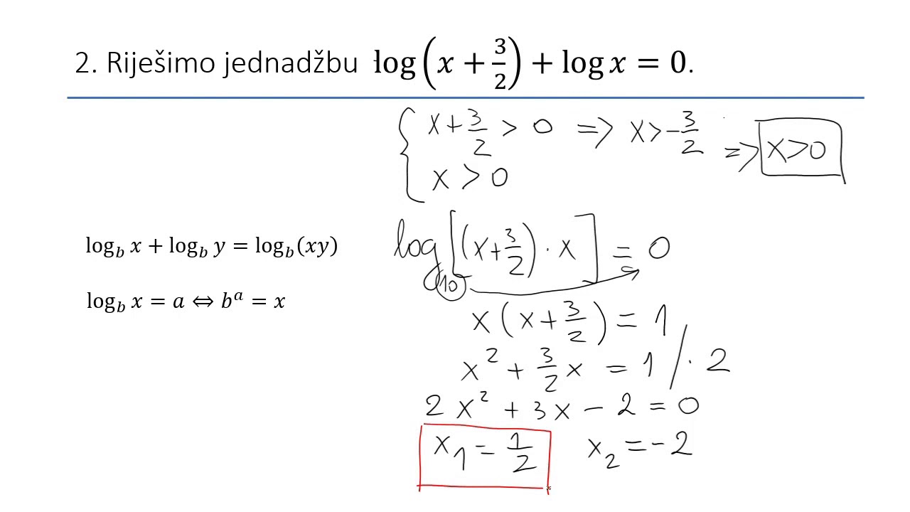 Logaritamske jednadžbe - YouTube