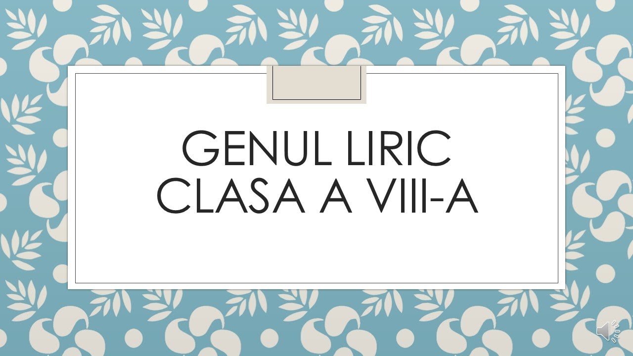 Genul liric - YouTube