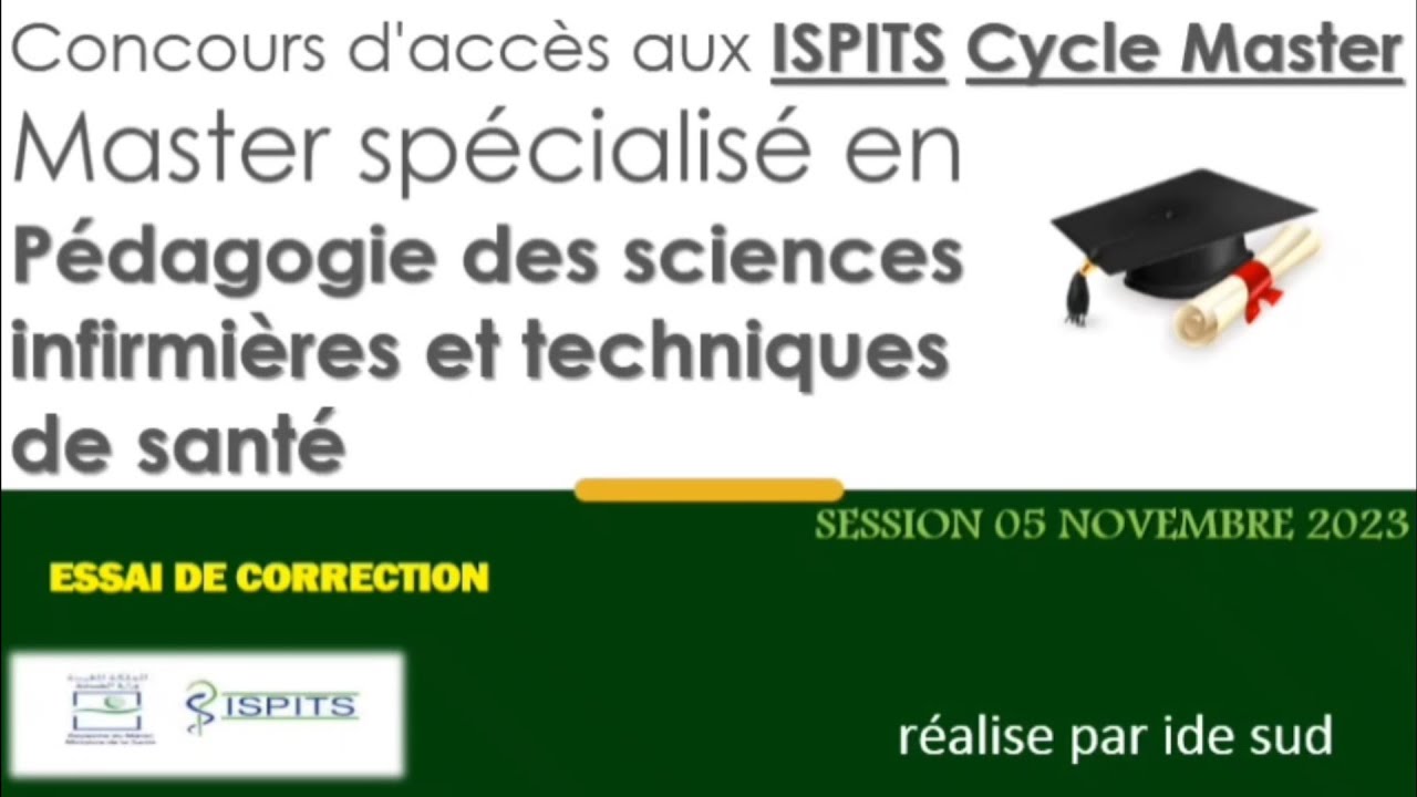 Concours d'accès au ISPITS Cycle Master en pédagogie de Sciences ...