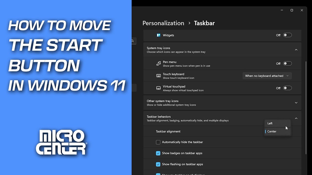 How To Move The Start Button In Windows 11 | Micro Center Tech Support - YouTube
