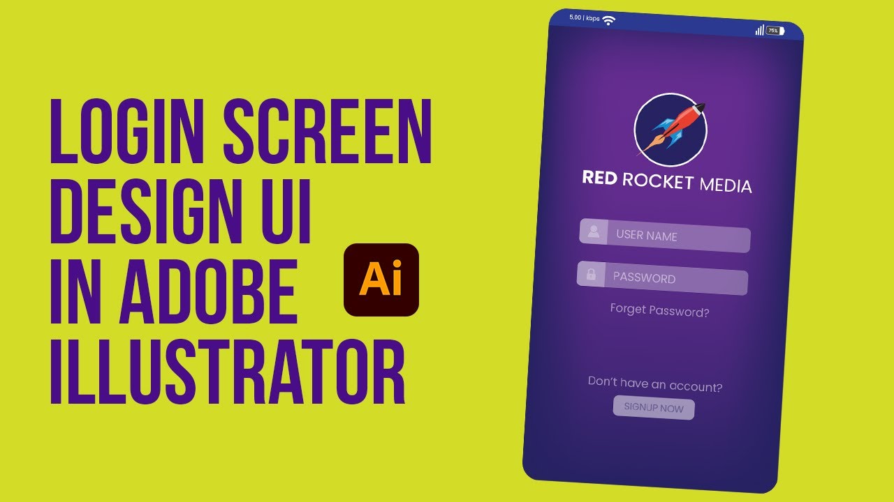 How to design UI mobile login screen design in adobe illustrator - YouTube