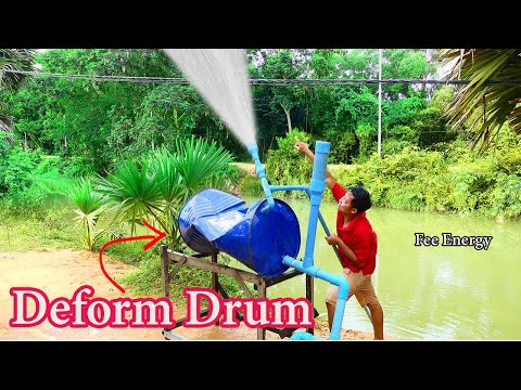 How to make free energy water pump | Pump without electricity | Drum ...