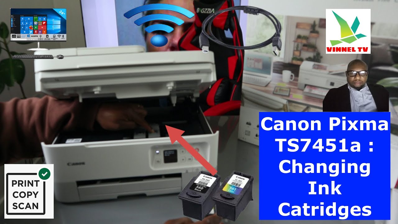 Canon Pixma TS7451a Printer : Changing Ink Catridges - YouTube