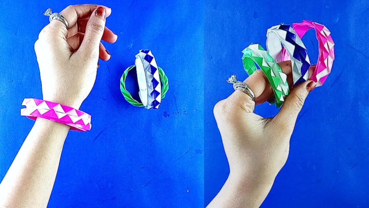 Paper bracelet | how to make origami bracelet | easy paper craft for ...