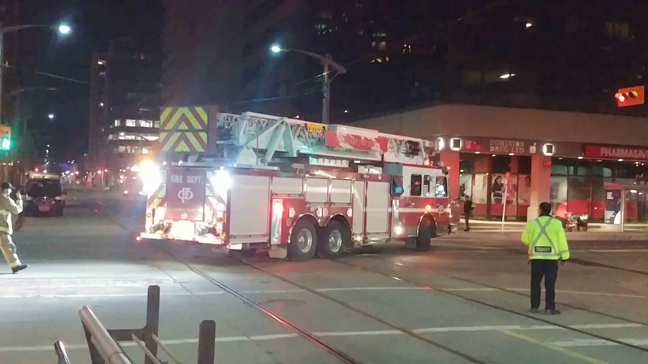 Fire truck backing on 7 ave downtown Calgary - YouTube