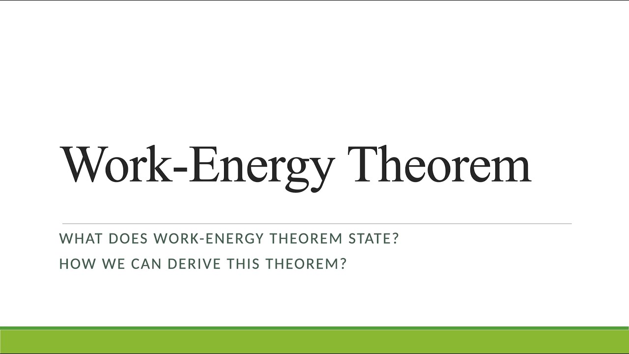 What is Work - Energy Theorem? Clearly explained with examples! - YouTube