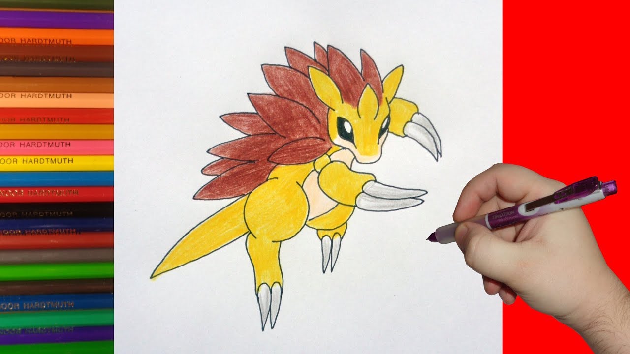 How to draw pokemon Sandslash, 28, Как нарисовать покемона - YouTube