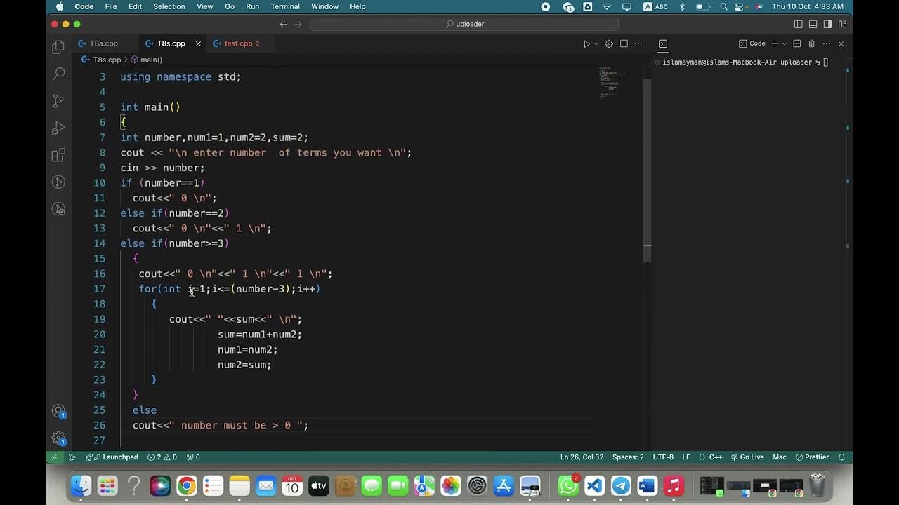 (Fibonacci sequence ) question 8 Task 1 - YouTube