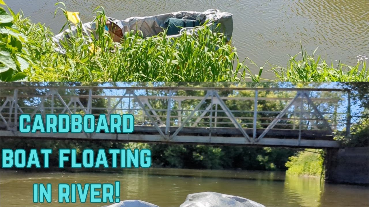 floating cardboard boat in river adventure - YouTube