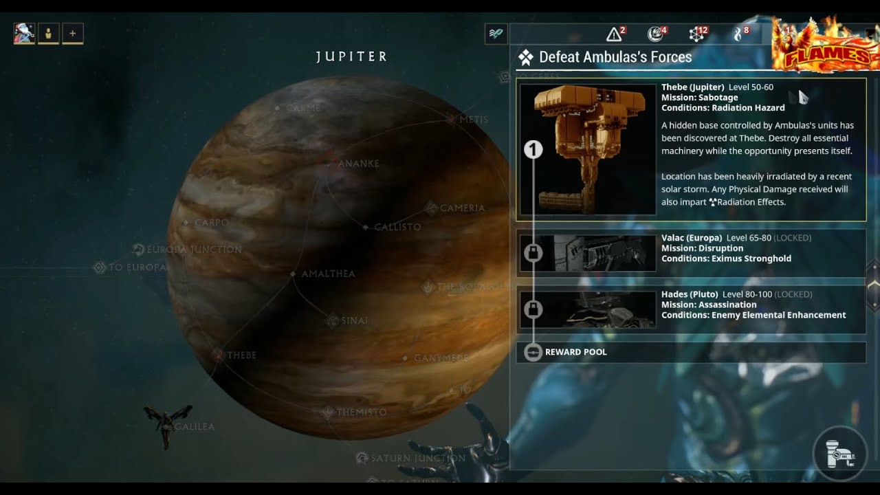 Warframe Thebe (Jupiter) Mission Sabotage level 50-60 - YouTube
