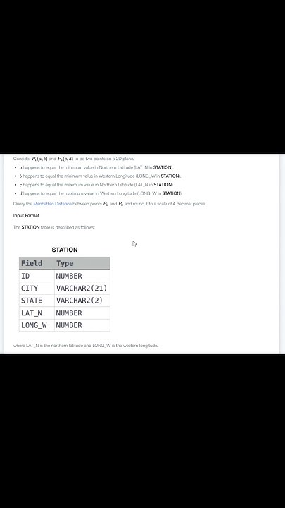 HackerRank | SQL question | Weather observation station 18 | Query ... HackerRank | SQL question | Weather observation station 18 | Query ...