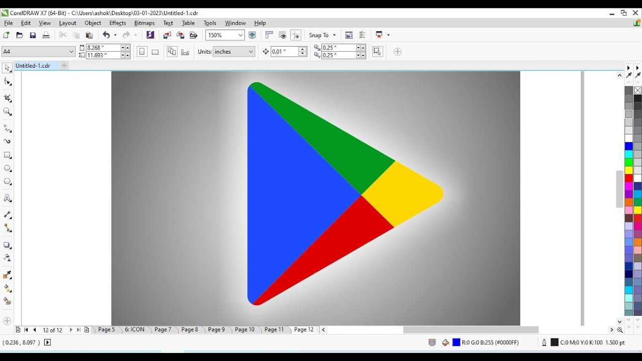 Corel draw me Google Play Icon kaise banaye - How to Create Google play ...