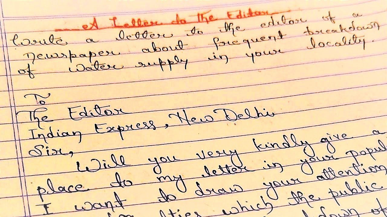 A Letter To The Editor of Newspaper #english #application #writing ...