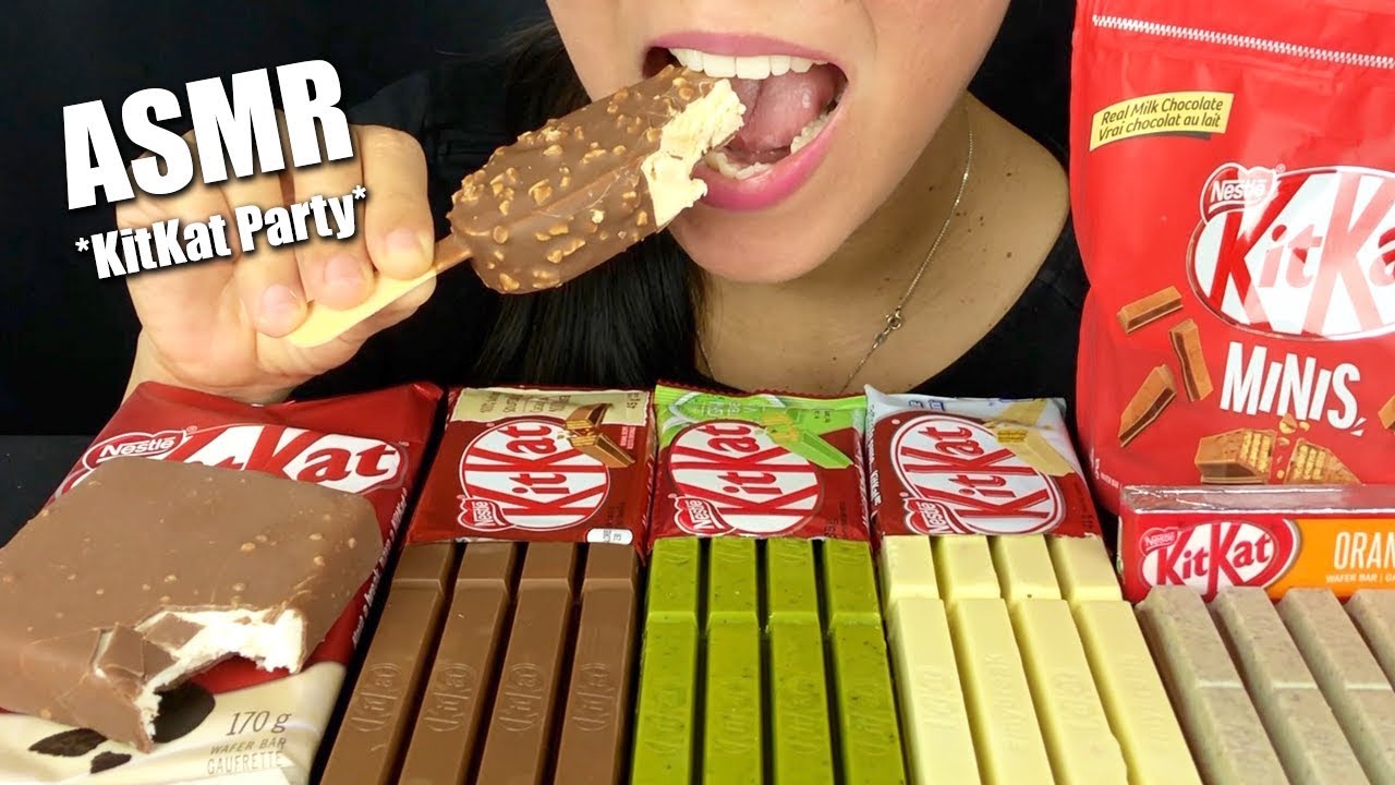 ASMR KitKat Chocolate & Ice Cream 3 킷캣 초콜릿 리얼사운드 먹방 | LaniEatsASMR ...
