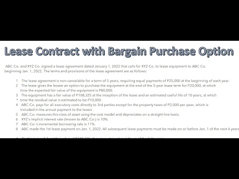 Lease Contract with Bargain Purchase Option | Comprehensive ...