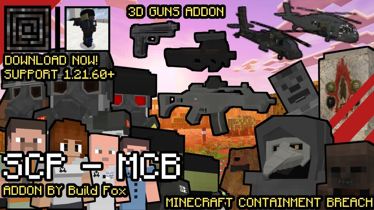 SCP: Containment Breach Addon | 3D Guns SCP Mobs for Minecraft Bedrock ...