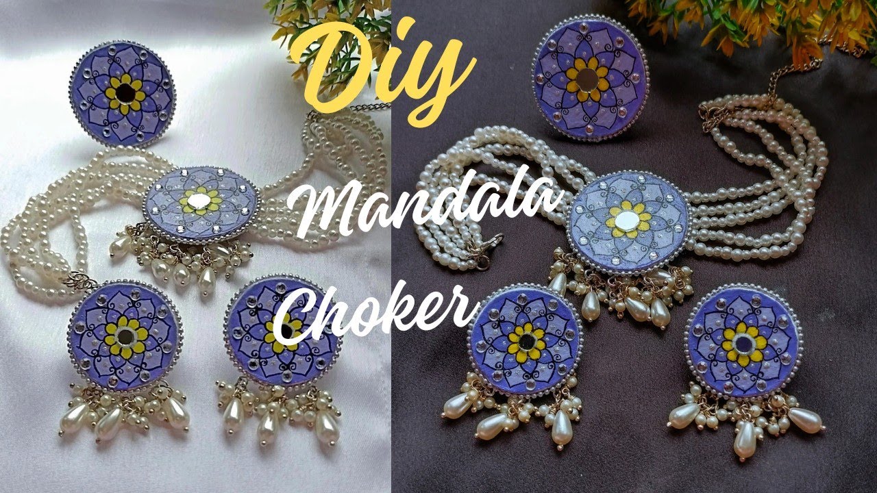Diy mandala choker handmade jewellery set making / full tutorial ...