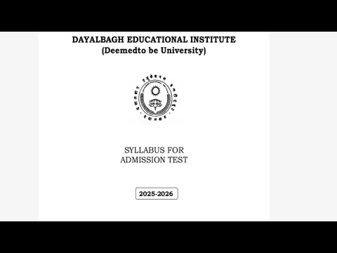 Dayalbagh University All Course Syllabus - YouTube