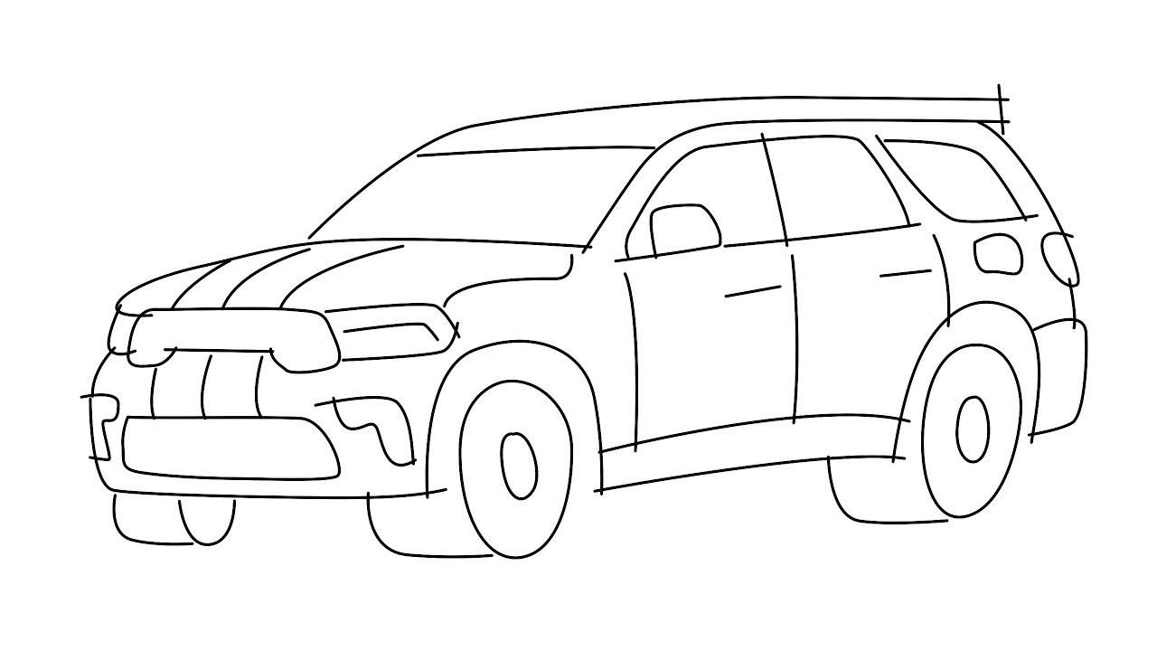 How to draw Dodge Durango SRT Hellcat step by step for beginners - YouTube