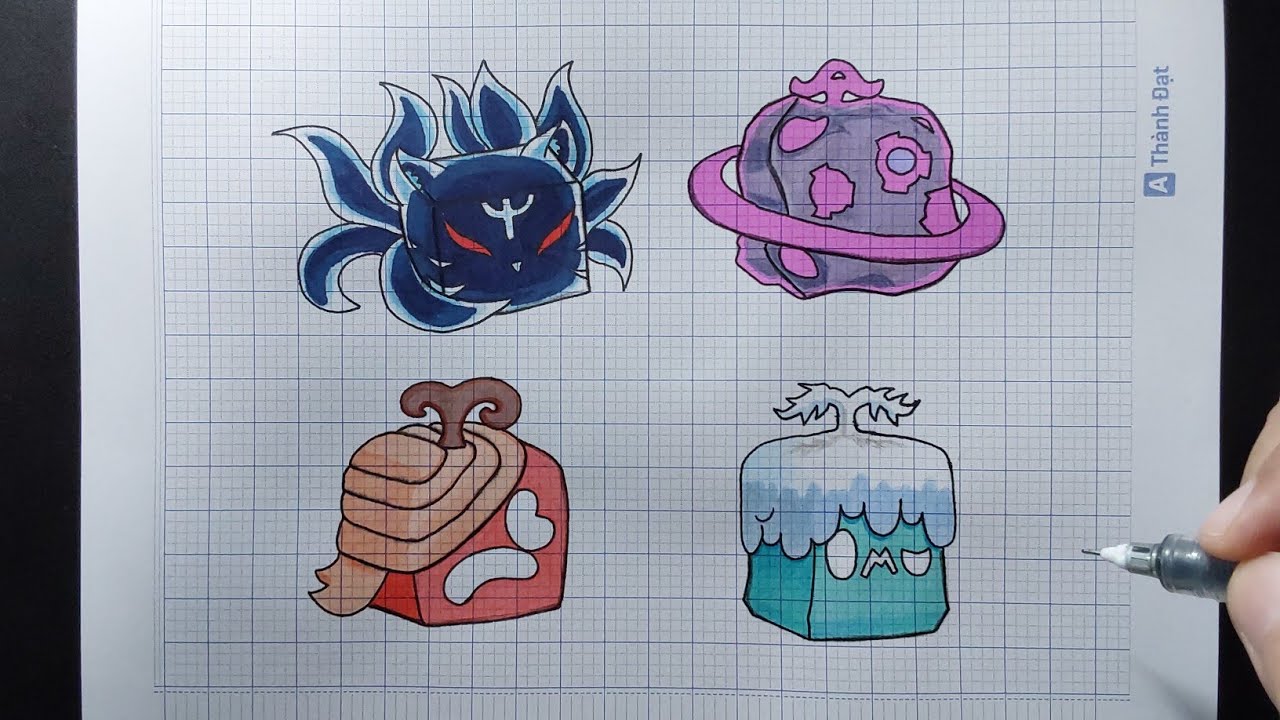 Vẽ trái Kitsune - Blizzard - Pain - Gravity Blox fruits Update 20 - YouTube