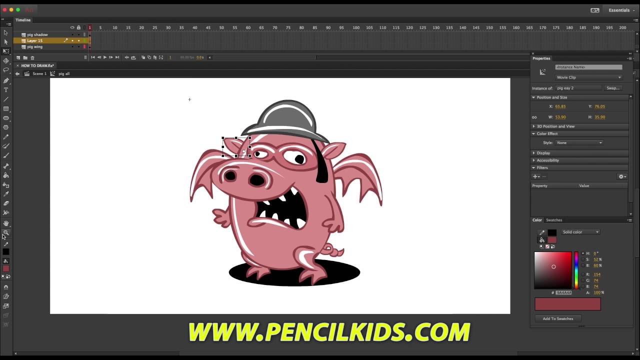 How to Draw and Animate in Adobe Animate CC - Drawing and animating a ...