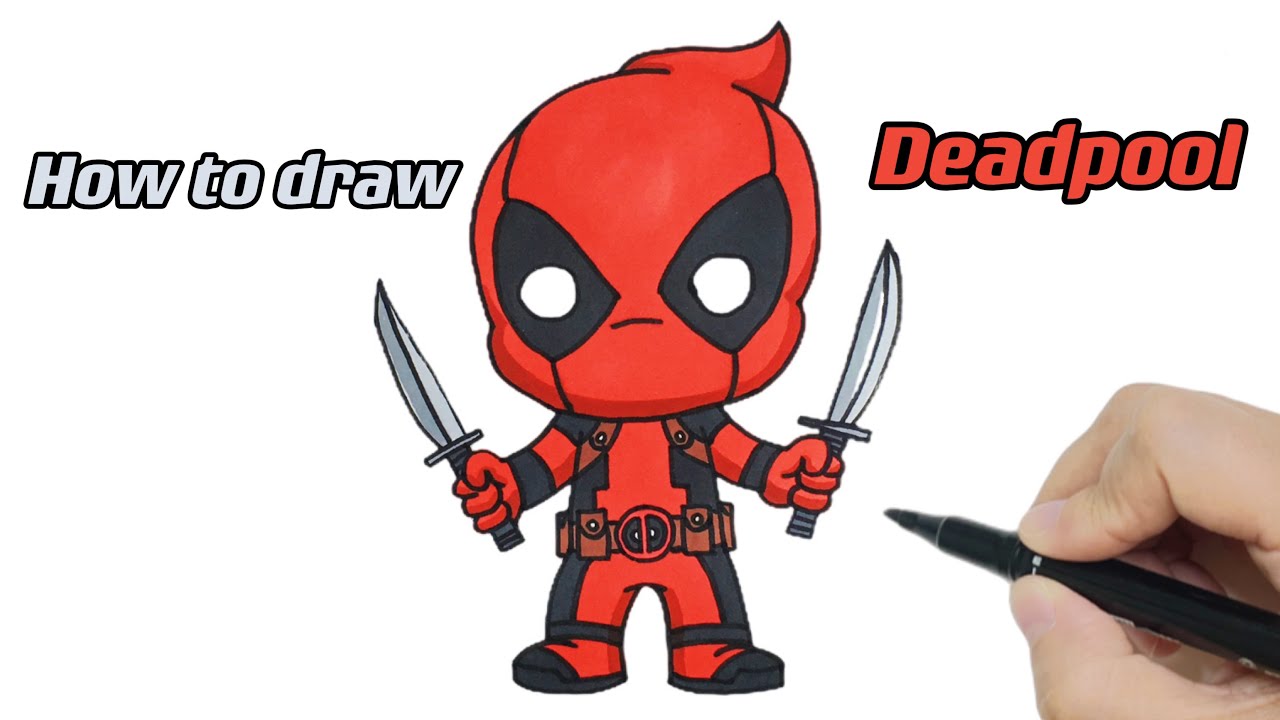 How to Draw Deadpool with Colorful Markers Step by Step | Marvel Comics ...