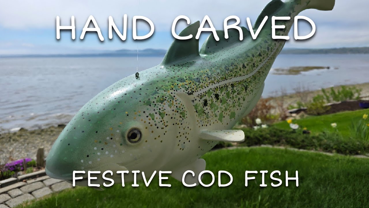 Wood Carving - Festive Cod Fish made from Eastern White Cedar - YouTube