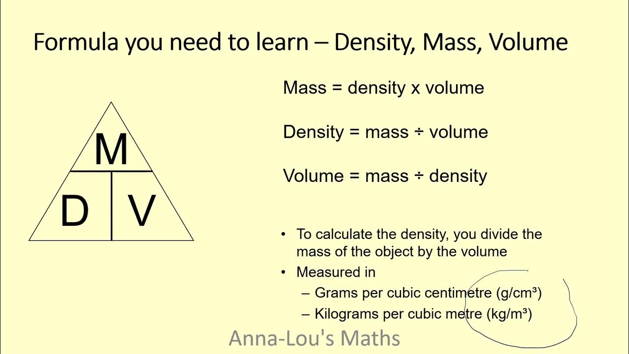 Density Mass Volume Edexcel Maths Functional Skills Level 2 - YouTube