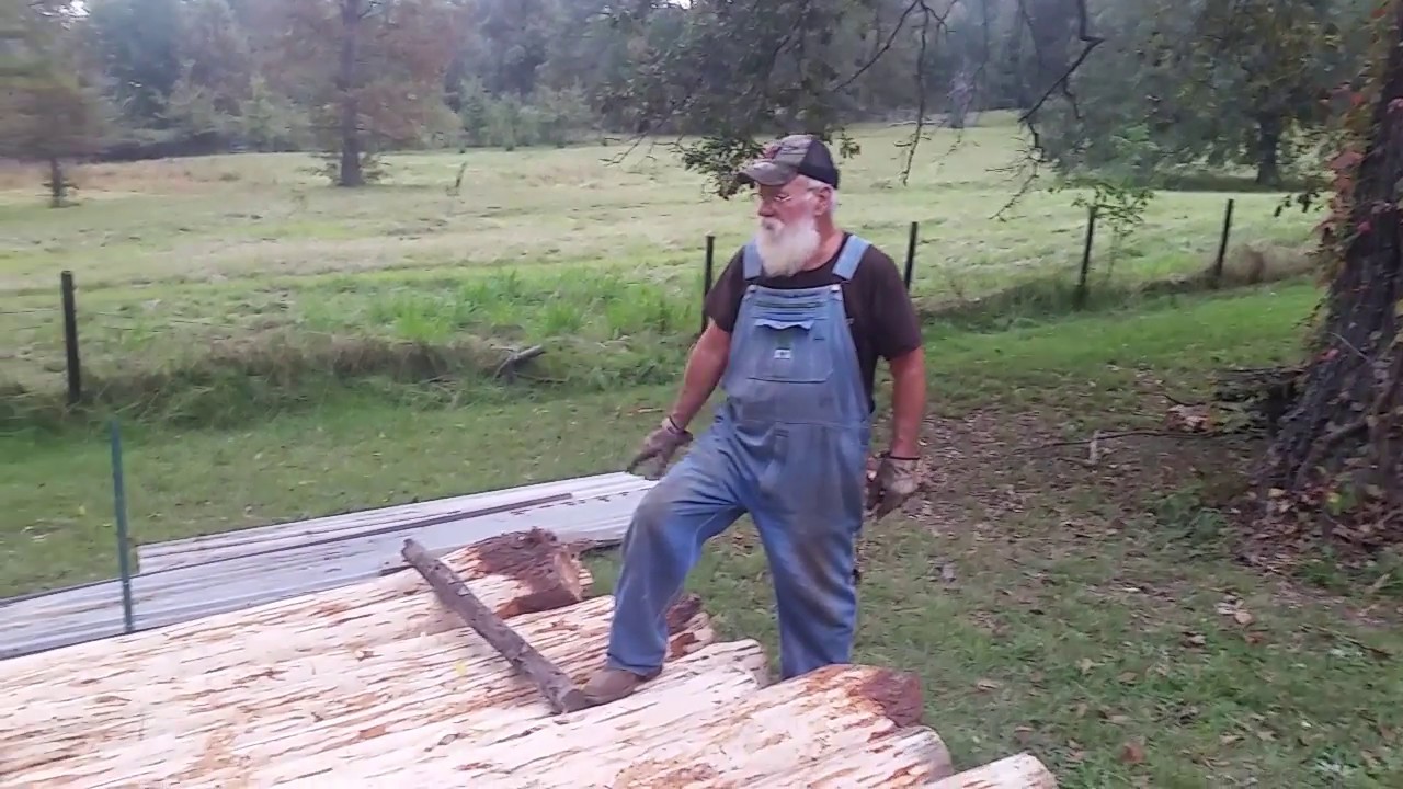 OFF GRID LOG CABIN BUILD #3 Peeling and Stacking Logs - YouTube