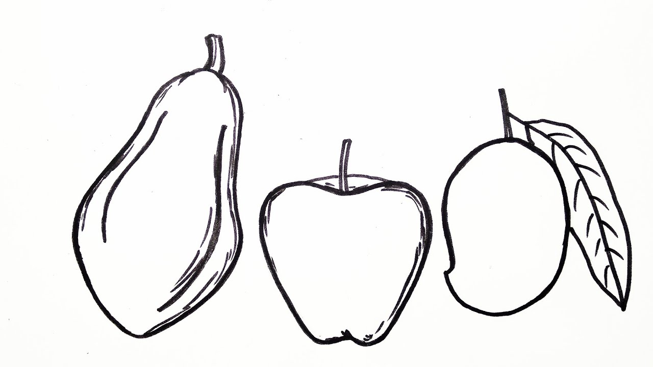 How to draw papaya, apple, mango| oil pastel | easy drawing art | by ...