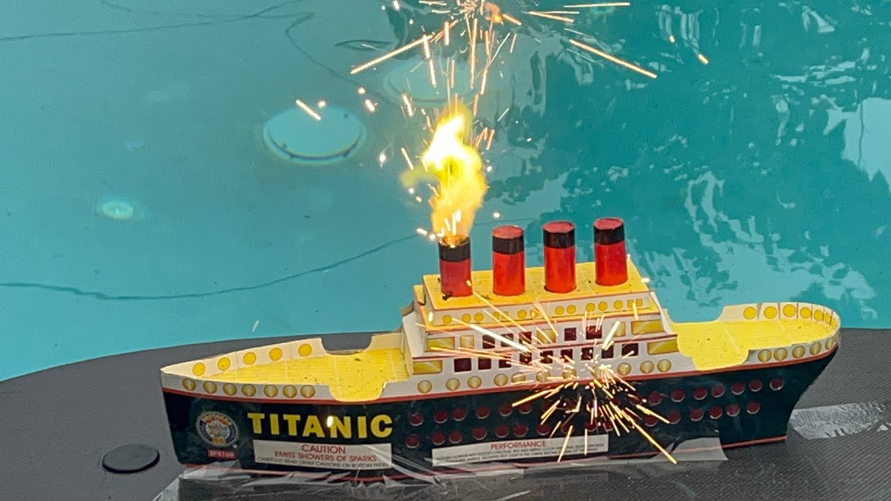 Fire on the Titanic? Vintage TITANIC firework model lit on fire for ...