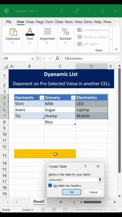 Excel Dynamic List Depends on previous selection. - YouTube