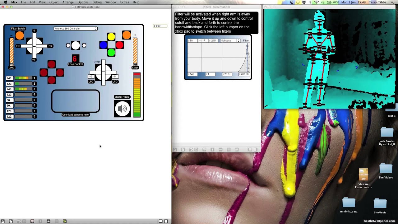 Max MSP Sampler/Looper Wireless Interface Patch - Xbox 360 Controller - DEMO - YouTube