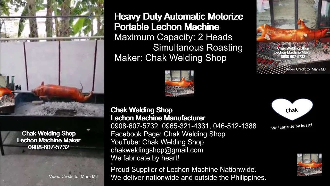 Heavy Duty Automatic Motorize Portable Lechon Machine - YouTube