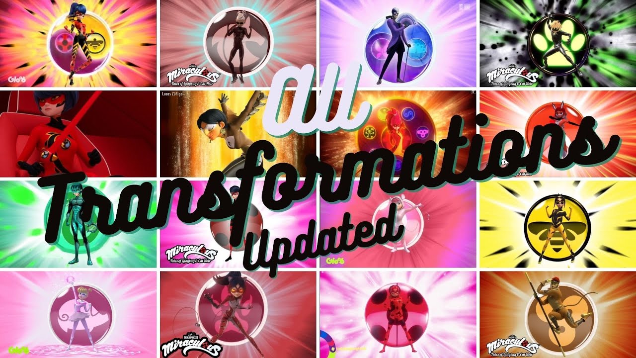 ALL TRANSFORMATIONS UP TO SEASON 4! UPDATED! NEW! MIRACULOUS LADYBUG ...