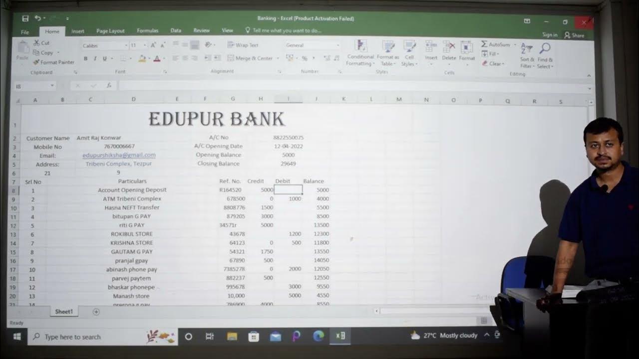 How to make a Bank Account database in MS Excel 2023 - Part 4 | MS Excel Tutorial Live Class ...