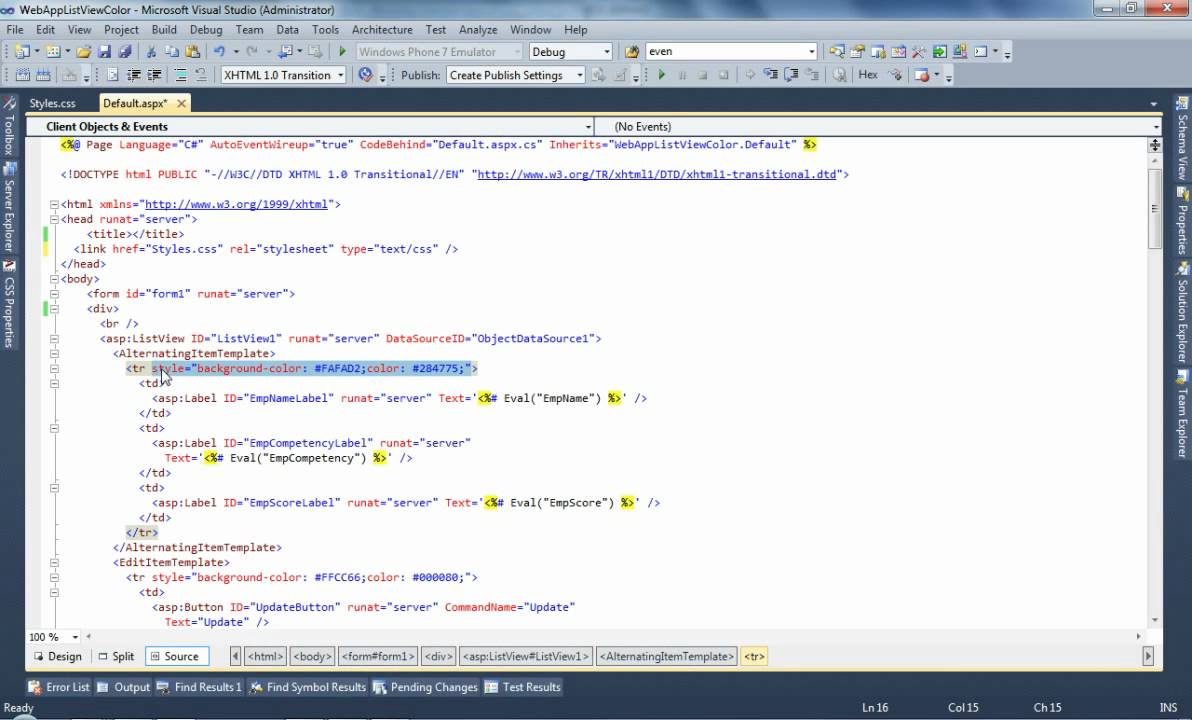 Applying Cascading Style Sheet (CSS) to ListView - ASP.NET - YouTube
