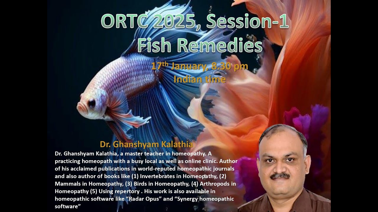 ORTC-25 Session-1, Fish Remedies by Dr Kalathia - YouTube