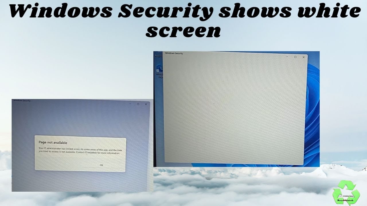 windows security showing white screen/blank screen - YouTube