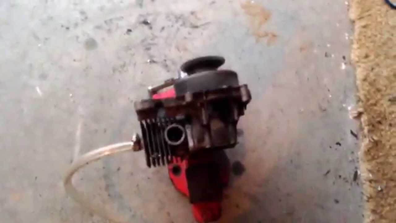 Small weed eater motor running on compressed air - YouTube