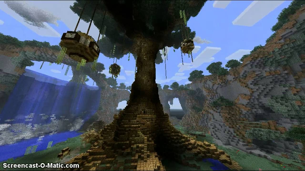 Minecraft- Vue d'enssemble de mon arbre géant - YouTube
