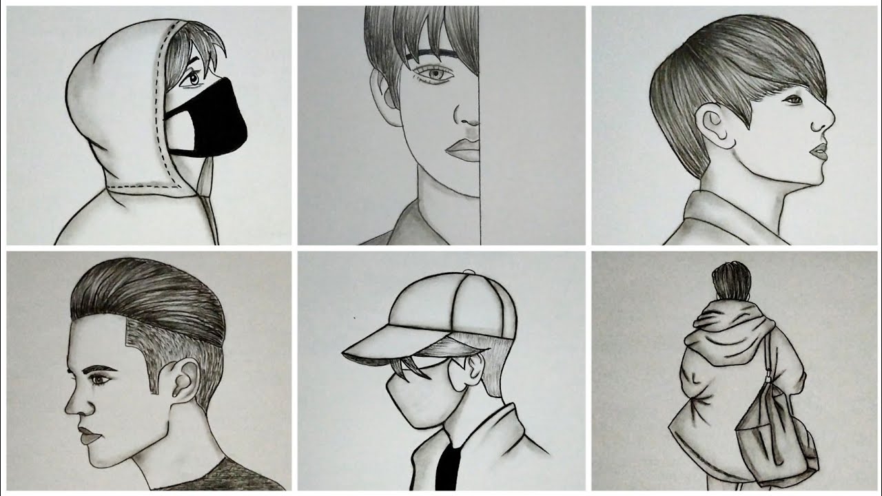 6 easy Man drawing ideas || Pencil sketch Tutorials || Art Videos ...